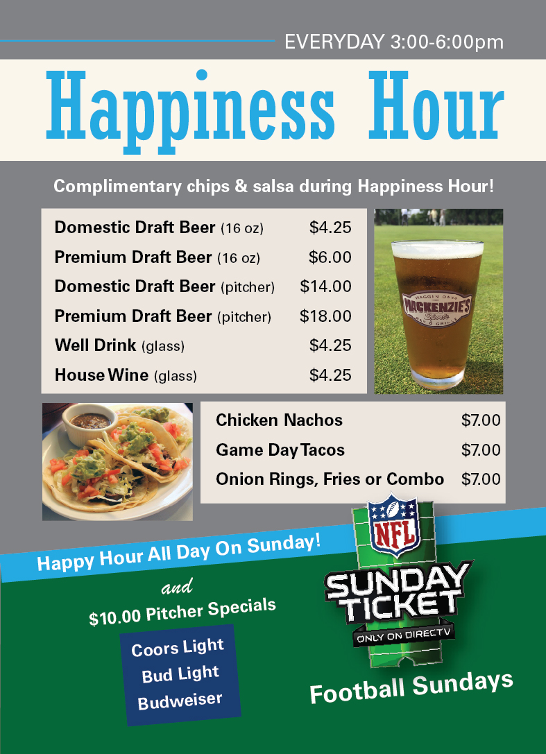 January Food Specials at MacKenzie's Sports Bar & Grille - Haggin Oaks